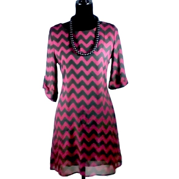 Rachel Kate | Dresses | Rachel Kate Burgundy Chiffon Chevron Midi Dress ...
